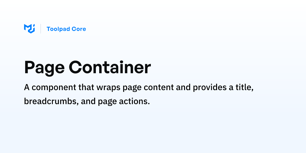 Page Container Toolpad Core
