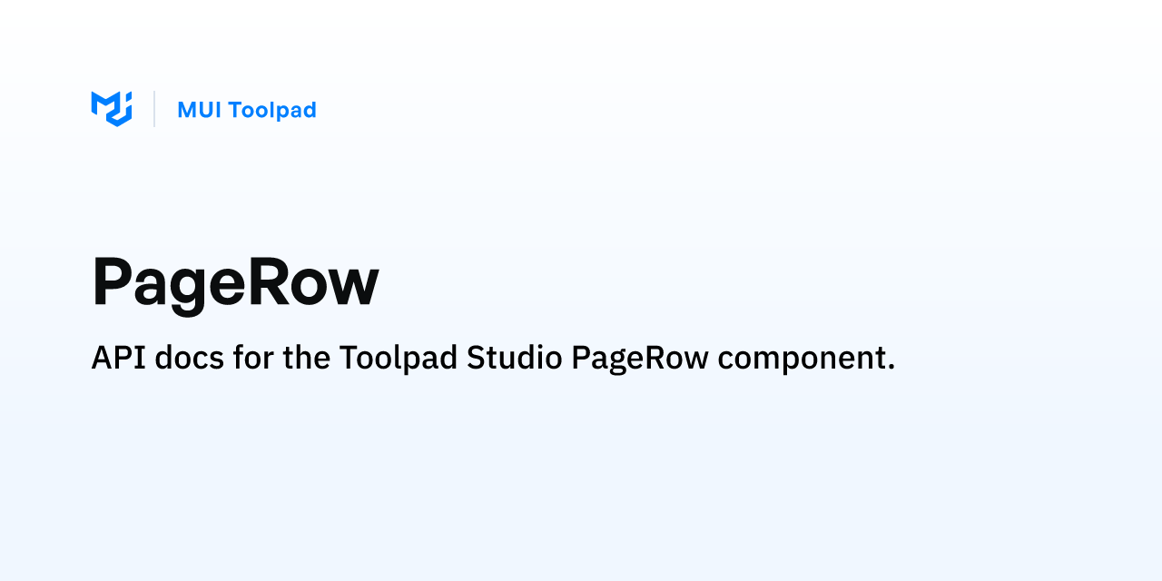 PageRow - MUI Toolpad