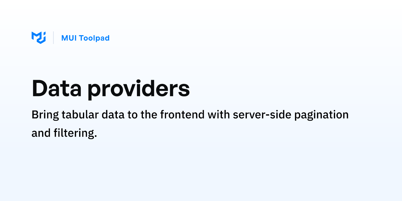 Data Providers Mui Toolpad