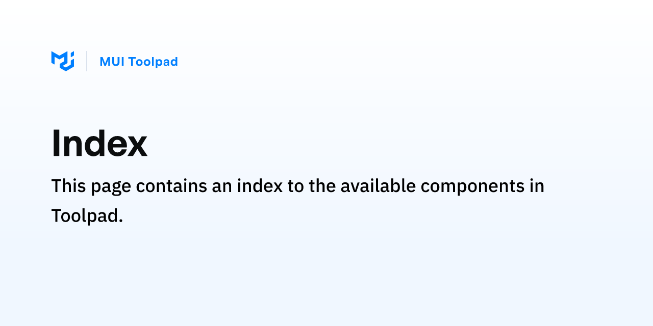 Index - MUI Toolpad