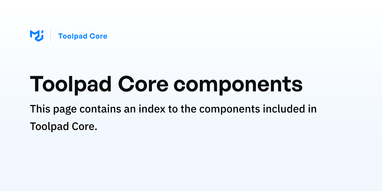 Toolpad Core Components Toolpad Core