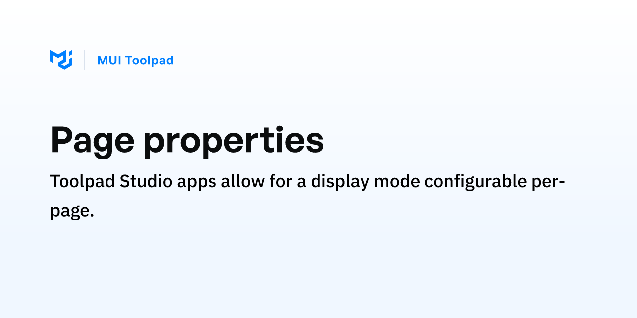 Page properties - MUI Toolpad